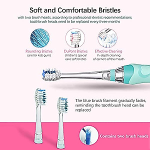 SEAGO Kids Electric Toothbrushes, Battery Powered Children Toothbrush with 2 Mins Timer and LED Light, Soft Kids Tooth Brush Sonic Toothbrush for Boys Girls Ages 4+ (Green)