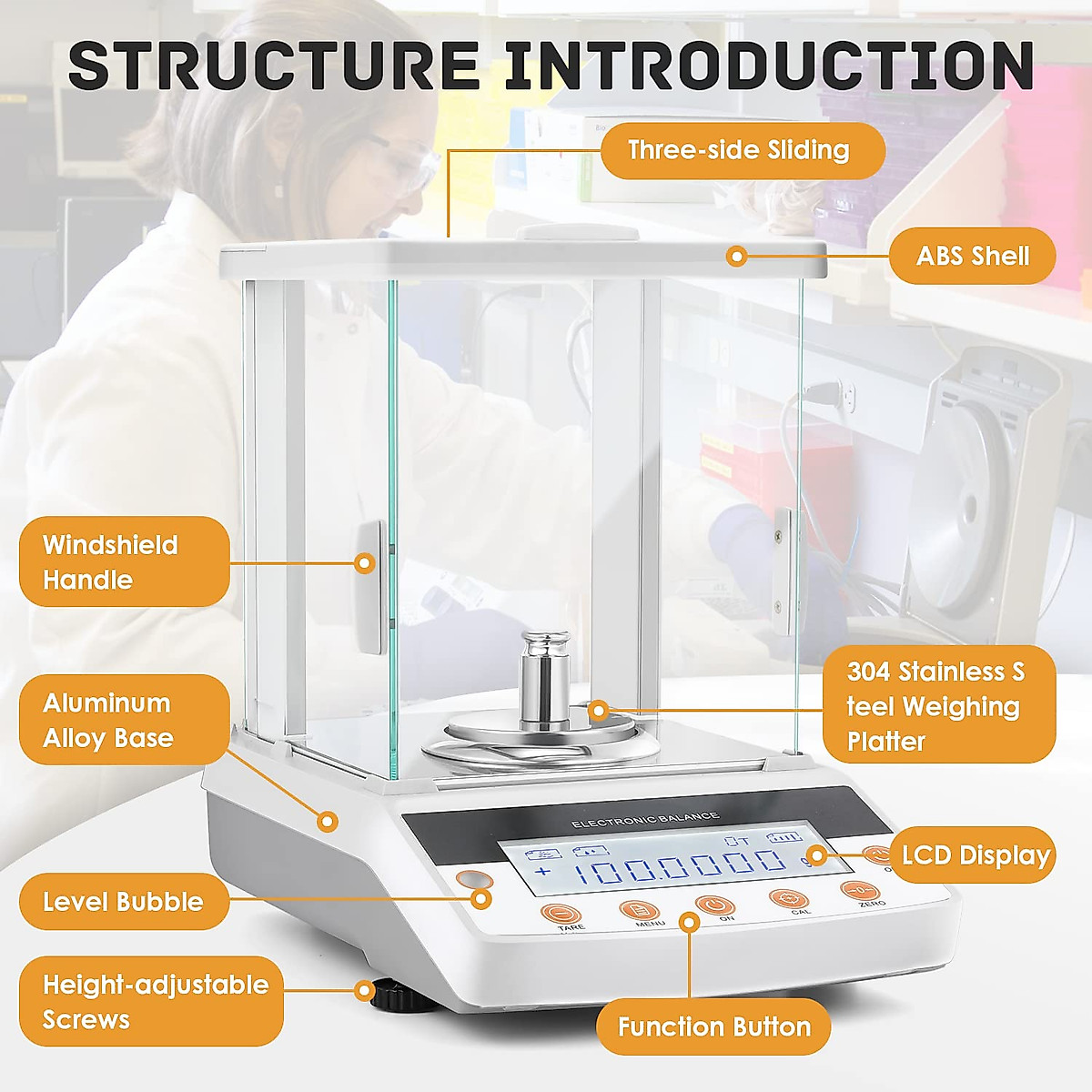 Bonvoisin Digital Analytical Balance 0.1mg High Precision Lab Scale CE Certificated Electronic Balance 0.0001g Scientific Laboratory Scale (220g, 0.1mg)