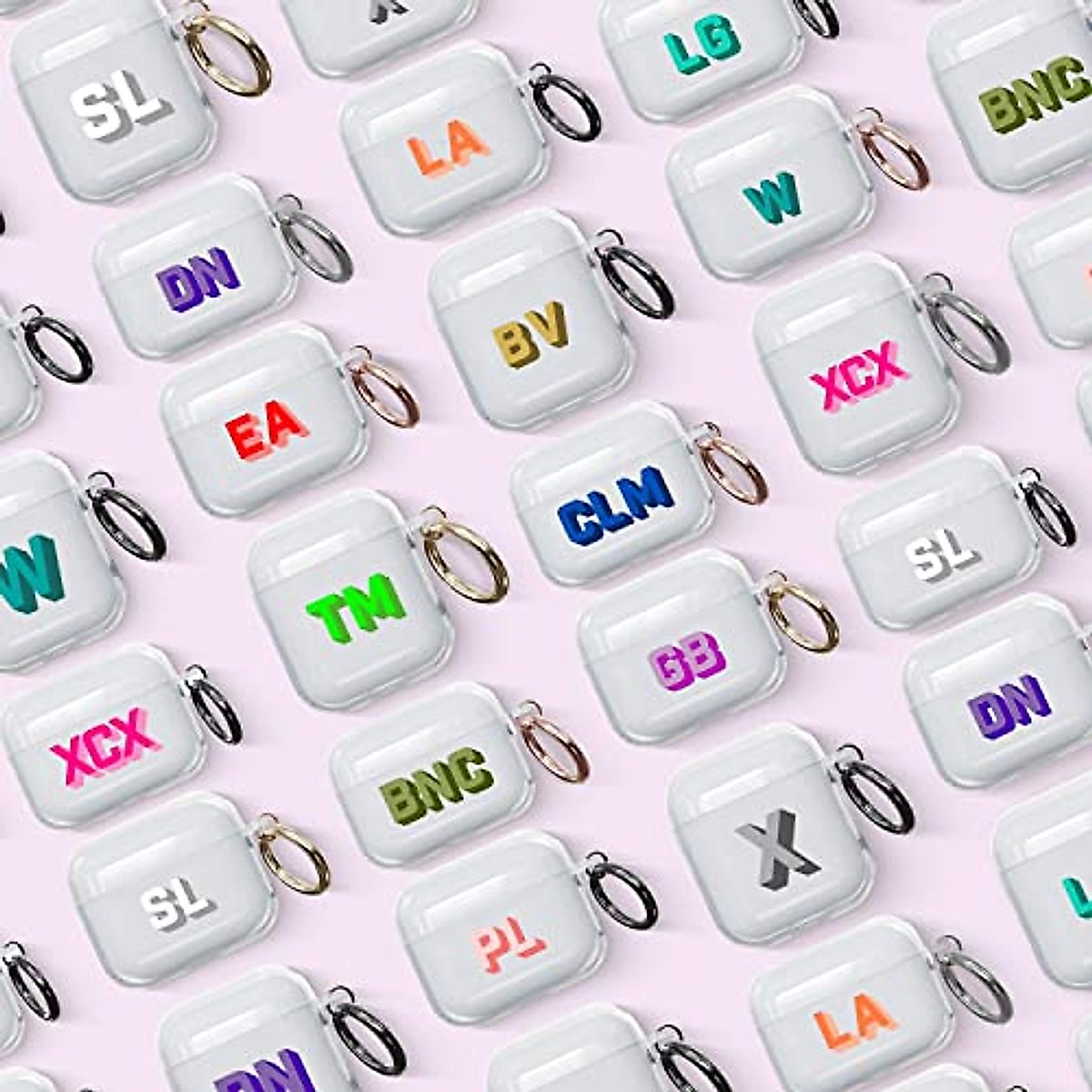 Custom Clear Shadow Monogram AirPods Pro Case with Rose Gold Color Keychain - Personalized AirPods Case with Initials Choose Your Color