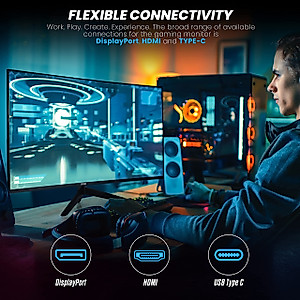 GTEK F2740C 27-Inch Curved Frameless Gaming Monitor Full HD 1920 x 1080P, 1800R, VA 1ms MPRT, 240Hz, FreeSync, Speakers, DisplayPort/HDMI/Type-C, VESA (Renewed)