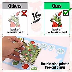 9 Sheets Christmas Decorations Window Clings - 102pcs Christmas Window Stickers Double-Sided with Christmas Tree Reindeer Snowflakes Decals for Christmas Holiday New Year Home School Party Supplies