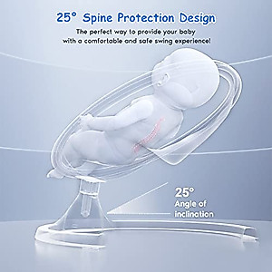 Baby Swings for Infants, Bluetooth Baby Bouncer with Built-in Lullabies and Timer Function, 5 Swing Options Baby Chair for Newborn Infants to Toddler 0-9 Months, 5-20 lbs