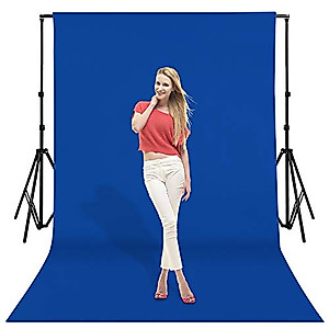 Blue Backgrounds for Photography, 5 x 7 ft Polyester Chromakey Backdrop Cloth, Collapsible Solid Color Background for Photo Shooting, Streaming Live, Video Studio