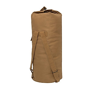 Rothco Canvas Double Strap Duffle Bag: 89.6L Capacity for Durability and Convenience – Coyote Brown