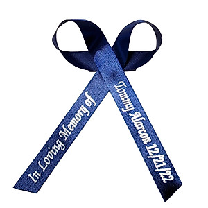 25 Personalized Ribbons Assesmbled Bows Custom Bridal Shower Favor Party Favors Wedding Bridesmaid Memorial Ribbons Funeral Baby Invitations Mis XV años Quinceanera (Royal Blue)