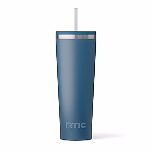 RTIC 28oz Everyday Tumbler Insulated Stainless Steel Portable Travel Coffee Cup with Straw, Spill-Resistant Lid, BPA-Free, Hot and Cold Drink, Ceramic Lining, Storm