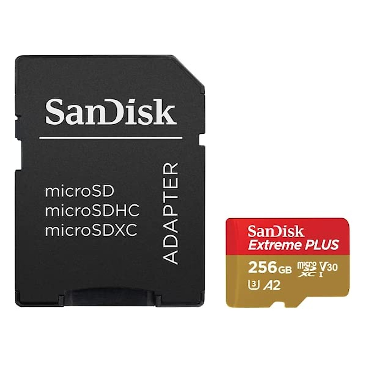 SanDisk Extreme Plus microSDXC UHS-I Card with Adapter, 256GB, SDSQXBD-256G-AN6MA