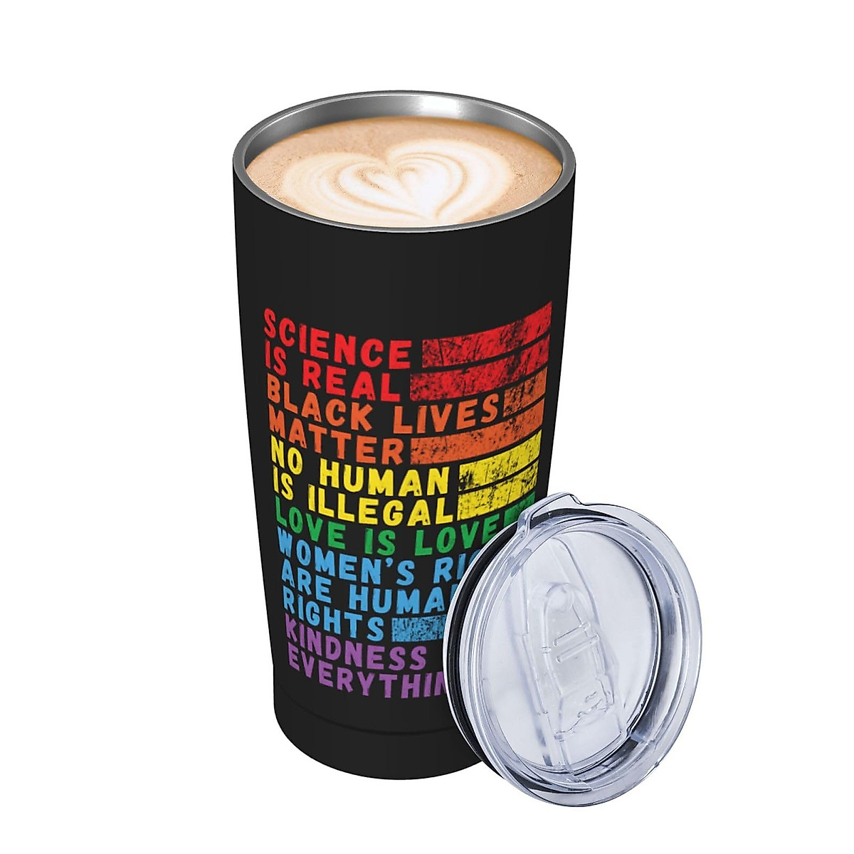 Bxkens Science Is Real Black Lives Matter No Human Is Illegal Love Is Love Tumblers Stainless Steel Mugs 20 Oz Double Wall Insulated Coffee Cup Travel Mug For Gym Outdoor Women Men
