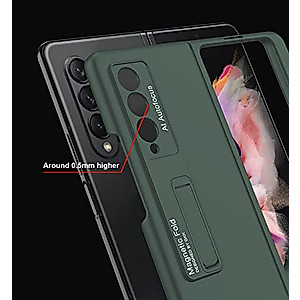 Hualele Case for Samsung Galaxy Z Fold 3 Full Body [with Built-in Pen Holder] Hard PC Ultra Slim Anti-Scratches Shockproof Protective Phone Case for Samsung Galaxy Z Fold 3-Green
