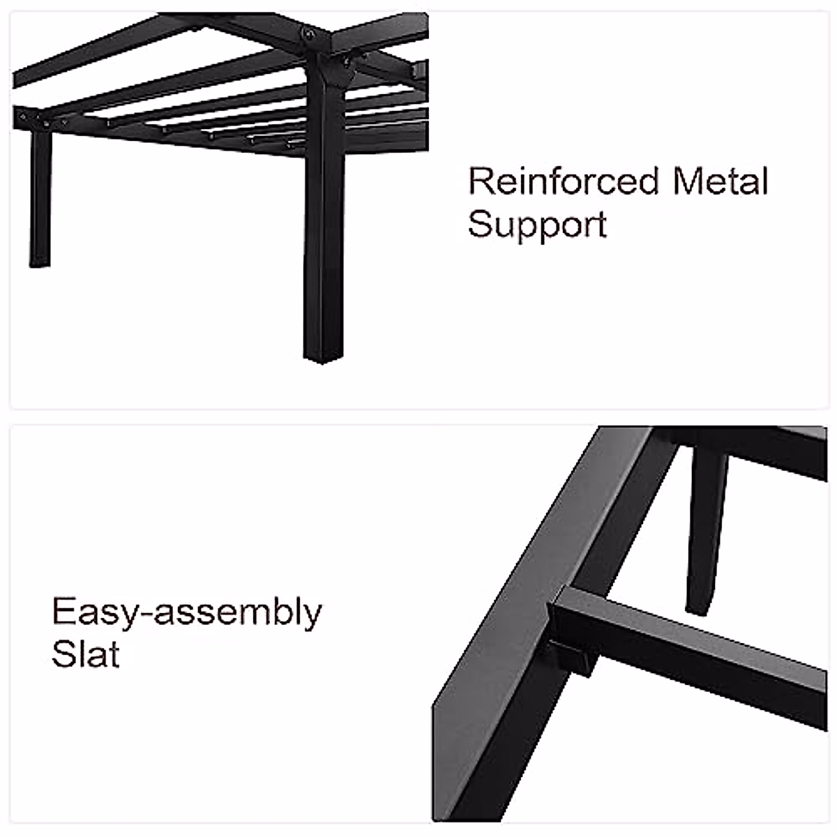 Nightell 18 Inches California King Platform Bed Frame, 2500 lbs Heavy Duty Steel Slat Support, Noise Free No Box Spring Needed, Easy Assembly Black