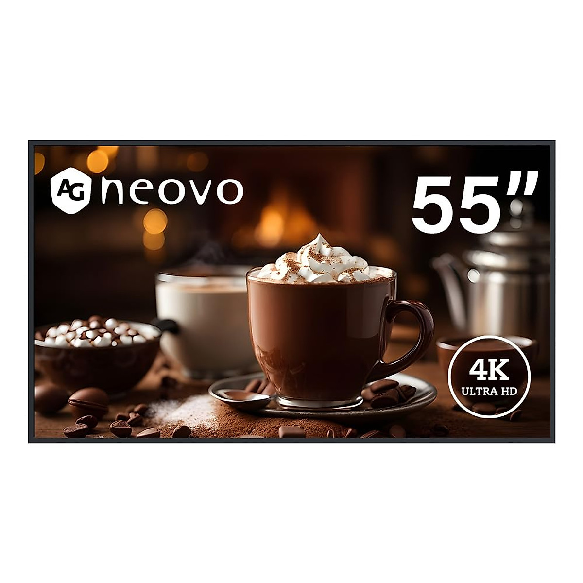 AG Neovo DS5551U 55'' Commercial Digital Signage Display for Business, All-in-one, 4K UHD, 500 nits, HDMI, USB, LAN, 24/7 Operation, Portrait and Landscape, Zero-Gap Wall Mount Kit Included