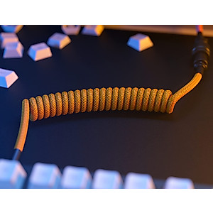 GLORIOUS Coiled Keyboard Cable – Coiled USB C Cable Artisan Braided Cables for Mechanical Gaming Keyboard Coiled Cable - Custom Keyboard Cable (White)