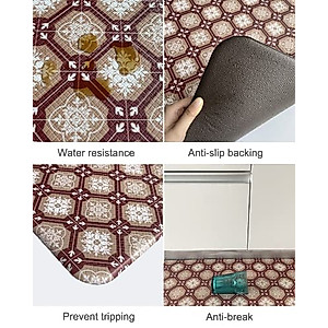 Artnice Kitchen Rugs, Kitchen Rug Set 2 Piece Kitchen Runner Rug Kitchen Floor Mat, Cushioned Anti Fatigue Kitchen Mat Non Skid Waterproof 0.47" Comfort Standing Kitchen Rug, 20"x31.5"+20"x47.2"