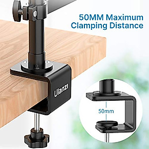 PICTRON Live Broadcast Boom Arm, ULANZI Flexible Desk Mount Camera Arm Clamp Webcam Stand, Microphone Boom Arm for Blue Yeti Snowball Yeti Nano, Webcam, Camera, LED Light, Voice Recording, Podcasting