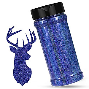 HTVRONT Holographic Extra Fine Glitter - 200g/7oz Royal Blue Glitter for Crafts, 0.2mm Ultra Fine Glitter for Resin, Iridescent Glitter Powder for Nails, Tumblers, Cosmetic, Craft Glitter Shaker Jar