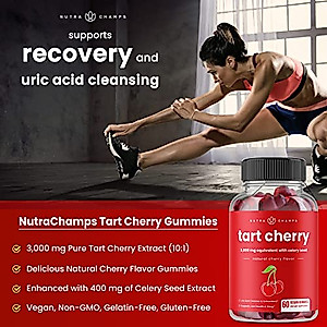 (2-Pack) 120 Tart Cherry Gummies - 3000mg Supplement with Celery Seed Extract - Vegan Tart Cherry Concentrate Gummy Vitamin