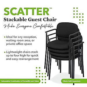 HON Scatter Office Guest Chair Stackable Waiting Room Chairs with Arms - Side Leather Office Guest Chairs & Reception Chairs with Wheels - Lobby Chairs for Conference, Breakroom, Church, School, Work