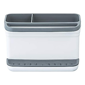 Glad Kitchen Sink Organizer Caddy with 2 Compartments | Sponge Holder for Soap, Scrubber Brush, and Dish Cloth | Drain Holes and Pour Spout Keeps Countertop Dry