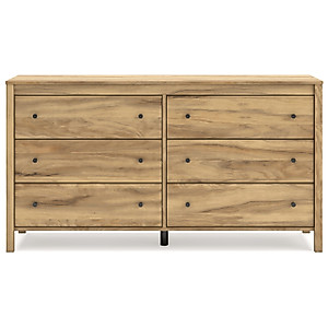 Signature Design by Ashley Hallityn Coastal 6-Drawer Dresser with Safety Stop and Scalloped Design, White
