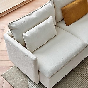 Pamag pieeoo L Shaped Sectional Couch Sofa, 5 Seat Sofas with 5 Waist Pillow, Mid Century Modern Sectional Couches for Living Room, Small Apartments and Office (Beige)