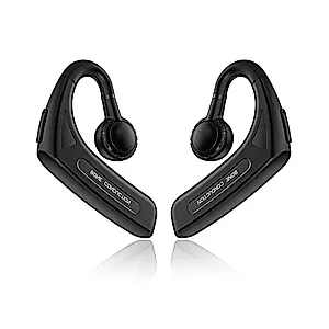Mosonnytee Bone Conduction Headphones Bluetooth Open Ear Workout Headphones with Microphone IPX5 Waterproof Handsfree Wireless Ear Clip Bone Conduction Headphones with 6-Hours (Black)