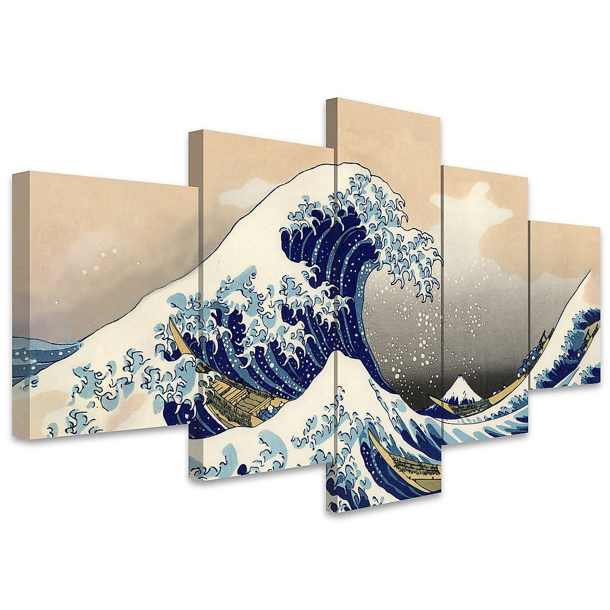 SIGNWIN Large Canvas Wall Art The Great Wave Off Kanagawa by Hokusai Abstract Plants Illustrations Impressionism Modern Panoramic Relax/Calm Multicolor for Living Room, Bedroom, Office - 60"x32"