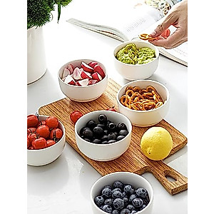 DOWAN 10 Ounces Porcelain Bowls Set, 6 Packs, Small Bowls, Ceramic White Bowls for Kitchen, Dessert Bowls for Ice Cream, Small Serving Bowls for Dipping, Rice, Prep, Side Dishes,Cereal,Microwave Safe