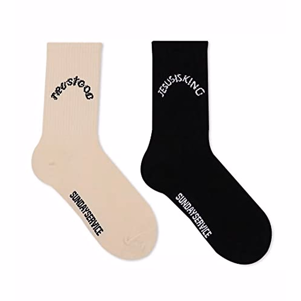 LifeShine 2 Packs Fashion Socks Sunday Service Trust God and Jesus is King Tube Cotton Double Yarn Socks for Men Women
