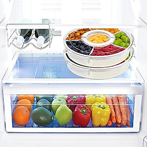 TAROSE Divided Serving Tray with Lid and Handle, 6.6L Large Capacity Snackle Box Container with Dividers, Portable Snack Boxs for Fruit Veggie Salad, Beach Essentials Ideal for Picnic