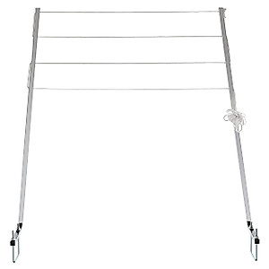 KUAFU RV Clothes Drying Rack Bumper-Mounted Clothesline Compatible with 4" Square RV Bumpers Versatile Clothes Line Aluminum Powder Coated Silvery