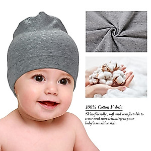 AIPESL 4 Pack Soft Cotton Newborn Hats, Unisex Cute Infant Beanie Caps for Baby Multicolour