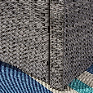 Christopher Knight Home Joanne Outdoor 3 Seater Wicker Sofa, Grey with Beige Cushions