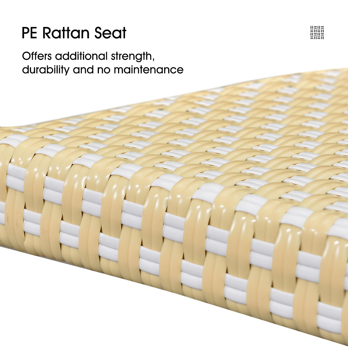 PURPLE LEAF Bistro Chair (Set of 2) French Hand-Woven Wicker Chairs for Outdoor Patio Porch Garden Indoor, Bamboo Print Finish, Cream Yellow, Dining Chairs