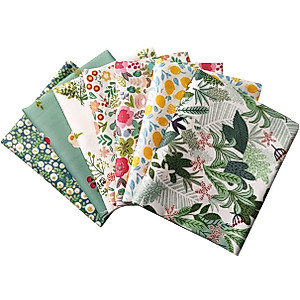 Qililandiy 7 Pcs Floral and Cactus Series Cotton Fabric Fat Quarters Fabric Bundles 18x22 inch for Sewing Quilting and Crafting Projects