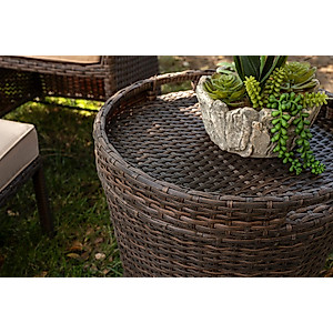 Barton 5 Piece Bistro Sofa Set w/Cushions 2 Chairs 2 Ottomans Multipurpose Outdoor Patio Wicker Rattan Furniture Space Saving