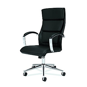 HON Executive Task Chair - High Back Leather Computer Chair for Office Desk, Black (VL105)