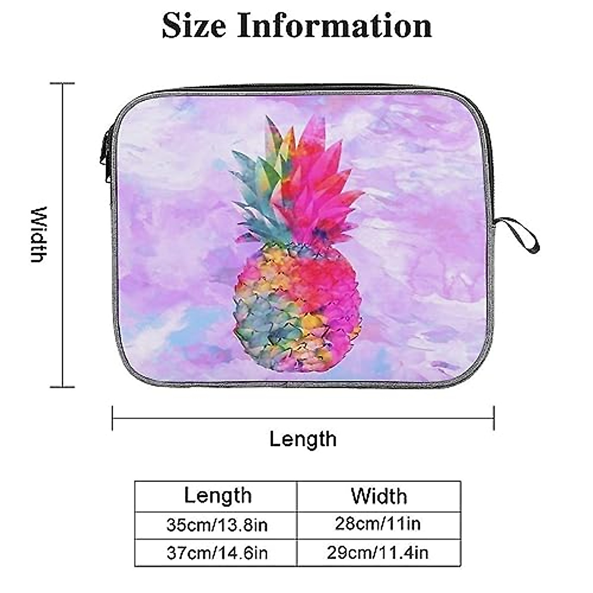 Hawaiian Tropical Neon Pineapple Laptop Sleeve Case Protective Notebook Carrying Bag Travel Briefcase 14inch