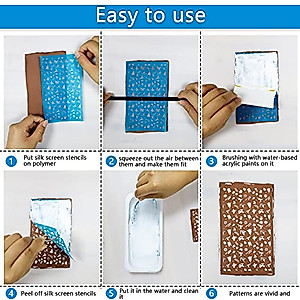 MEMOVAN Christmas Silk Screen for Polymer Clay 3Pcs Reusable Christmas Silk Screen Stencils for Polymer Clay Cutters Printing on Clay Kit for Jewelry Making Christmas Earring Decoration