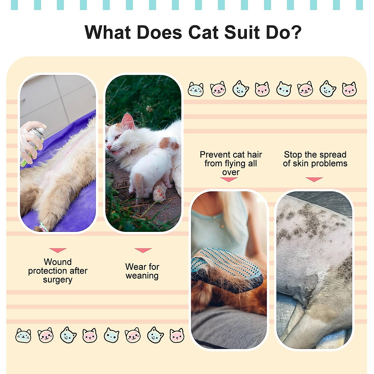 FUAMEY Cat Recovery Suit,Female Cat Spay Suit Kitten Surgery Onesie Cat Bodysuit Alternative to Cone Collars,Preventing Cats from Licking Abdominal Wounds Skin Protector Weaning Clothes Pink L