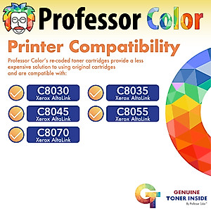 Professor Color Re-Coded OEM Toner Cartridge Replacement for Xerox AltaLink C8030 C8035 C8045 C8055 C8070 | 006R01697 006R01698 006R01699 006R01700 - 4 Pack
