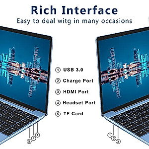 Ruzava Windows 10 Laptop Computers, 14" 6GB RAM 128GB SSD Support 1TB SSD Expansion, 1920x1080 FHD Traditional Laptop for Work Study Entertainment-Blue