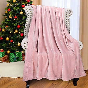 Catalonia Pink Sherpa Throws Blanket for Girls, Super Soft Comfy Fuzzy Micro Plush Fleece Snuggle Blanket for Sofa Couch TV Bed Reversible Match Color All Seasons, 50"x60", Tone to Tone