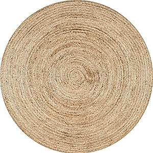 nuLOOM 4 Round Rigo Jute Hand Woven Area Rug, Natural, Solid Farmhouse Design, Natural Fiber, For Bedroom, Living Room, Dining Room, Hallway, Office, Kitchen, Entryway