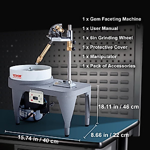 VEVOR Gem Faceting Machine, 180W 2800RPM Jade Grinding Polishing Machine, 110V Rock Polisher Jewel Angle Polisher with Faceted Manipulator and 1 Bag of Triangle Abrasive for Jewelry Polisher