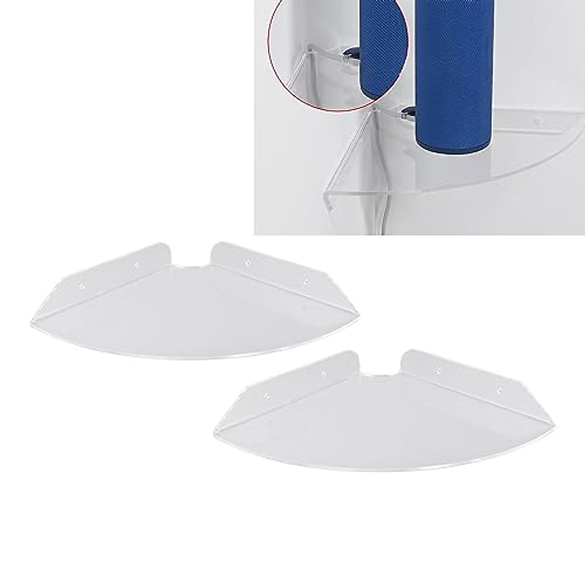 Qinlorgo Corner Wall Shelf, Quarter Round Corner Shelves Wall Mount for Shower Room for Photo Albums (Transparent)