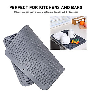 Hemoton 1pc Silicone Draining Mat countertop Dish Silicone Utensils Kitchen mat Silicone trivets Drain mat pad Silicone Drying mat Kitchen Dish Drying Mat Ripple Dish mat