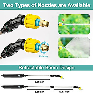 Battery Powered Sprayer, Sprayers in Lawn and Garden with USB Rechargeable Handle, Electric Sprayer with Telescopic Wand 2 Mist Nozzles and Adjustable Shoulder Strap, Potable Garden Sprayer for Garden