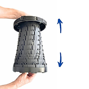 Mini-Max Stool 17.7-Inch Grey and Black Plastic Adjustable Height Retractable Camping Stool with Carrying Strap