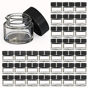 Midelo 100-Pack 5ml Thick Glass Jars with Reflective Foam Liner - Mini Refillable small containers with lids for Oil, Lip Balm, Wax, Cosmetics, Makeup, & More - Small jars with Black Airtight Lids