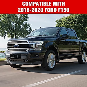 A & UTV PRO Front Bumper Guard Cover & License Plate Bracket Set for Ford F150 2018 2019 2020, License Frame Mounting Holder Bumper Inserts Cover Caps Accessories, Black